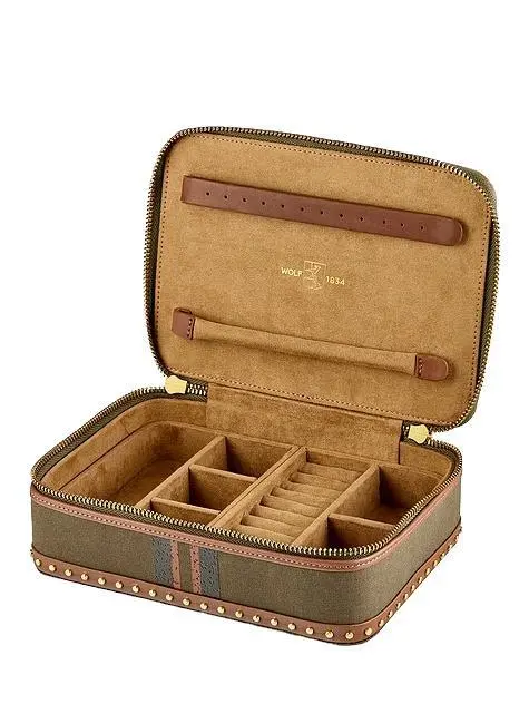 Wolf Ida Travel Zip Jewelry Case With Handle - Brown