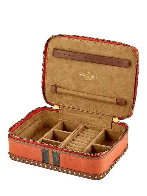 Wolf Ida Travel Zip Jewelry Case With Handle - Orange