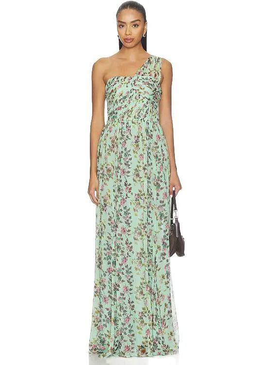 Ulla Johnson Aureline One Shoulder Gown - Green