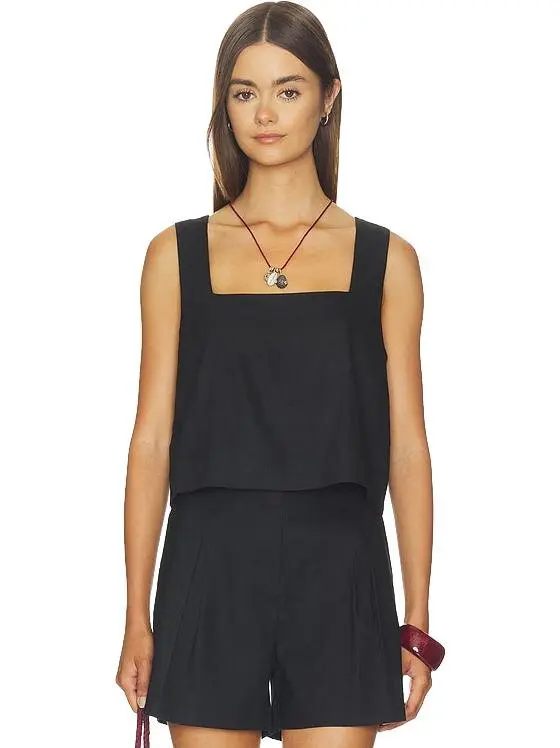 FAVORITE DAUGHTER The Linen Abby Top - Black