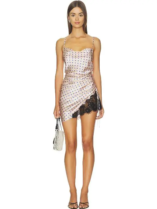 FLEUR DU MAL Juliet Lace Silk Dotted Dress - Pink