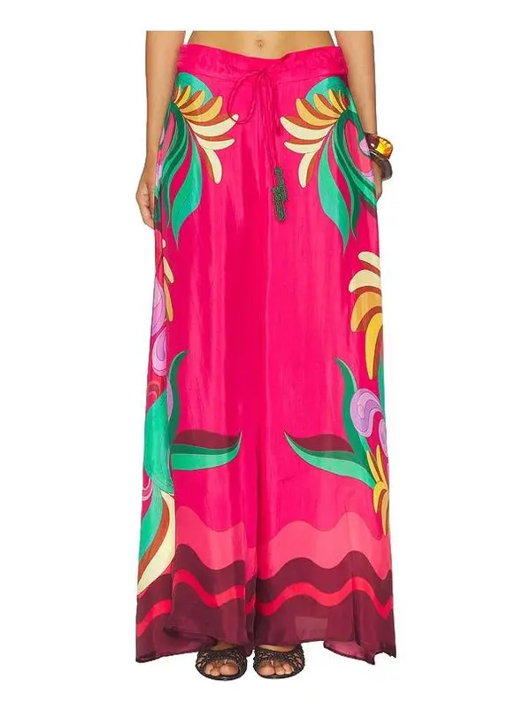 Farm Rio Printed Wide Leg Pants - Red