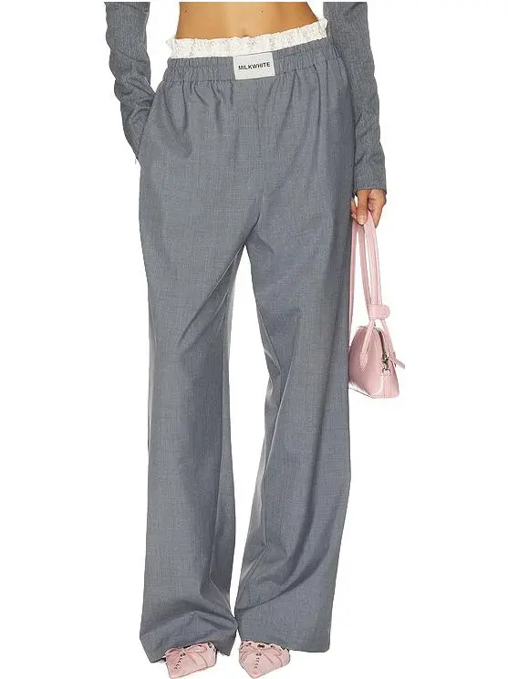 MILKWHITE Double Waistband Floral Pant - Grey