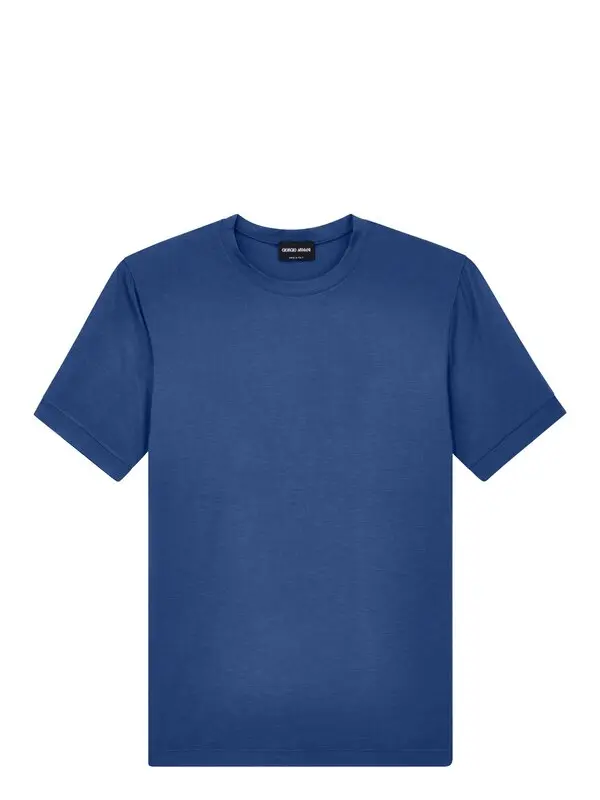 Giorgio Armani Crew-neck T-shirt In Stretch Viscose Jersey - Blue
