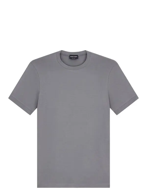 Giorgio Armani Crew-neck T-shirt In Stretch Viscose Jersey - Grey