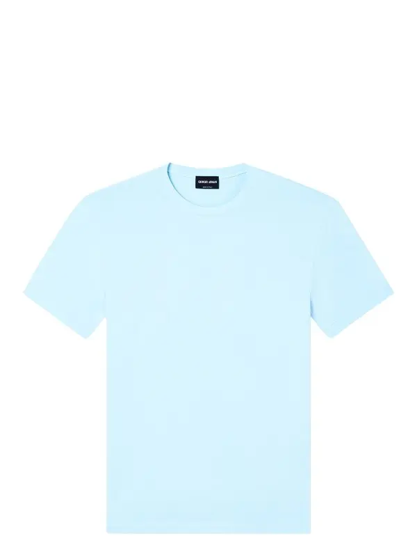 Giorgio Armani Crew-neck T-shirt In Stretch Viscose Jersey - Light Blue