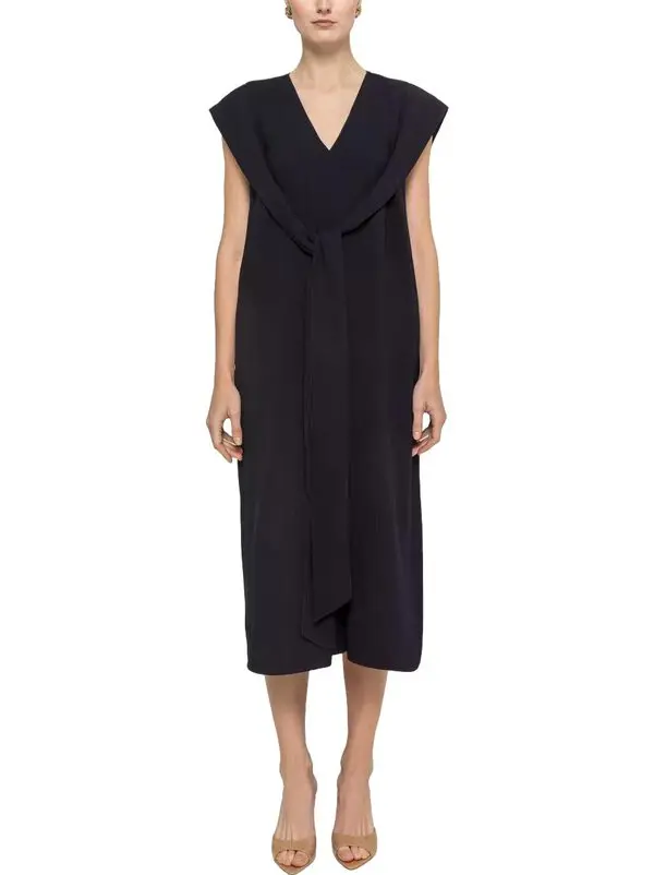 NISSA Scarf Detail Relaxed Midi Dress - Blue