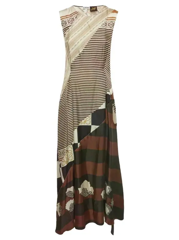 Loewe Printed Cut-out Midi Dress - Brown