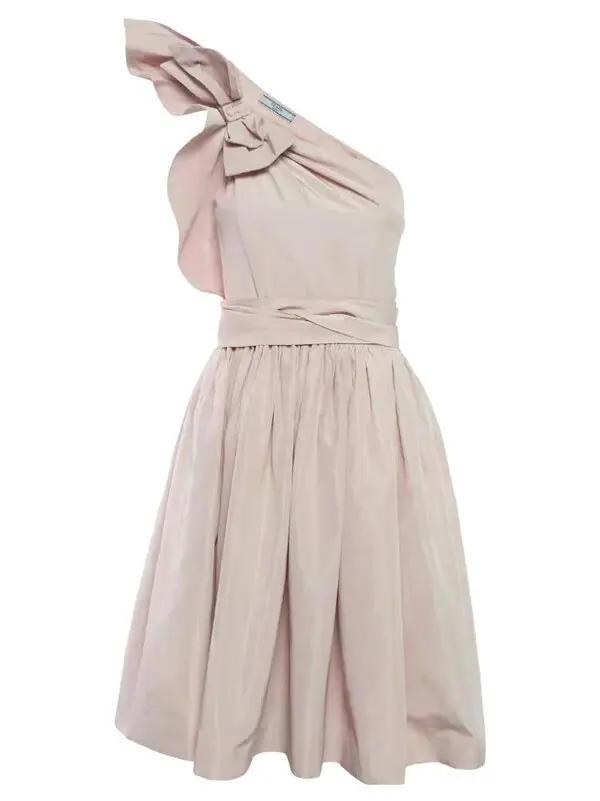 Prada One-shoulder Mini Dress With Bow Detail - Pink