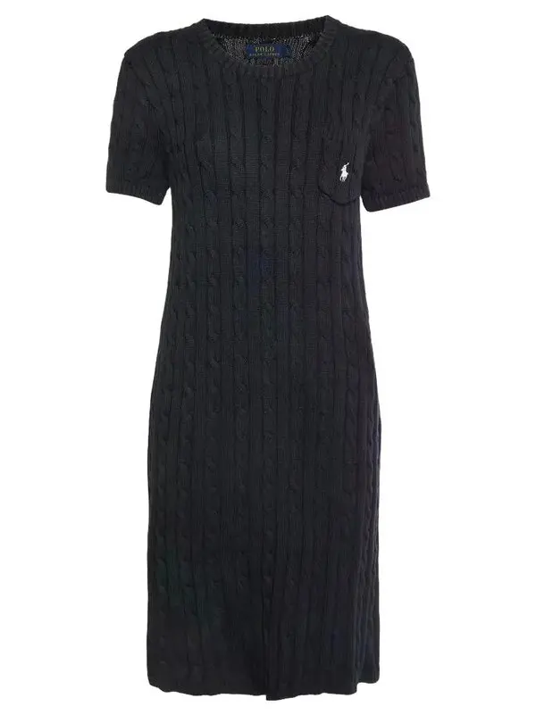 Polo Ralph Lauren Cable-knit Patch-pocket Midi Dress - Blue