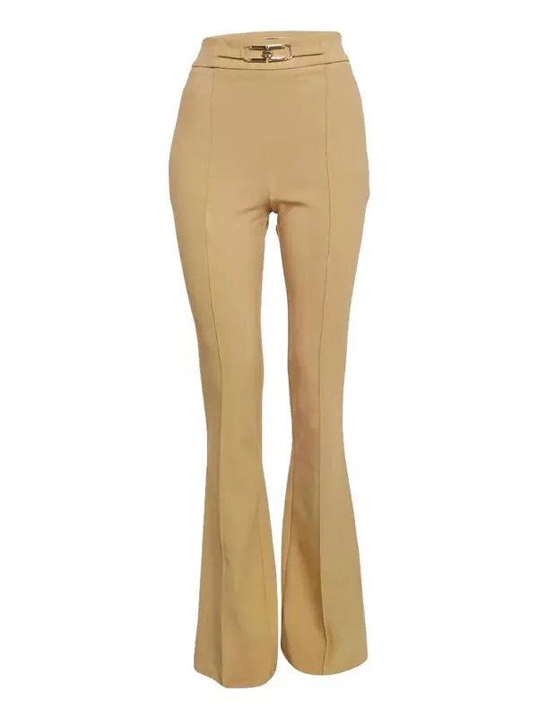 Elisabetta Franchi Buckled Wide-leg Trousers - Neutrals