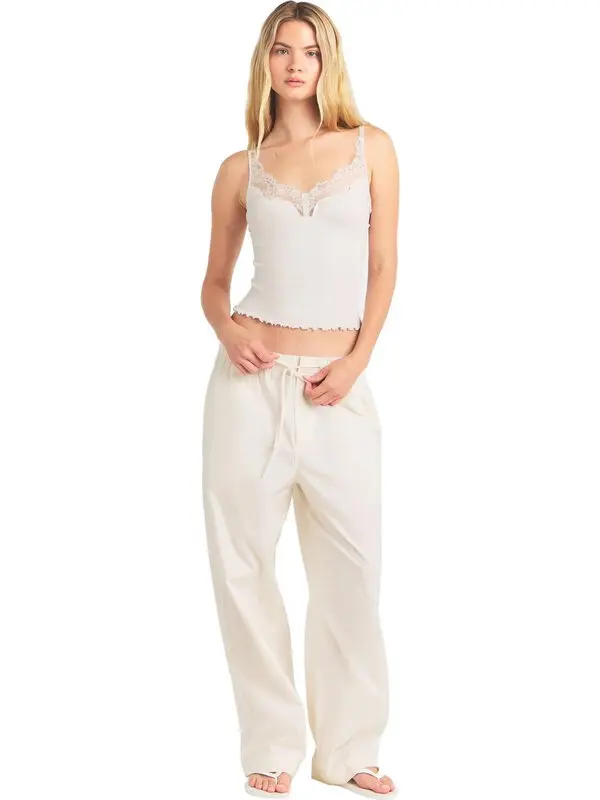 SKIMS Lace Trim Rib Knit Cami - Egret