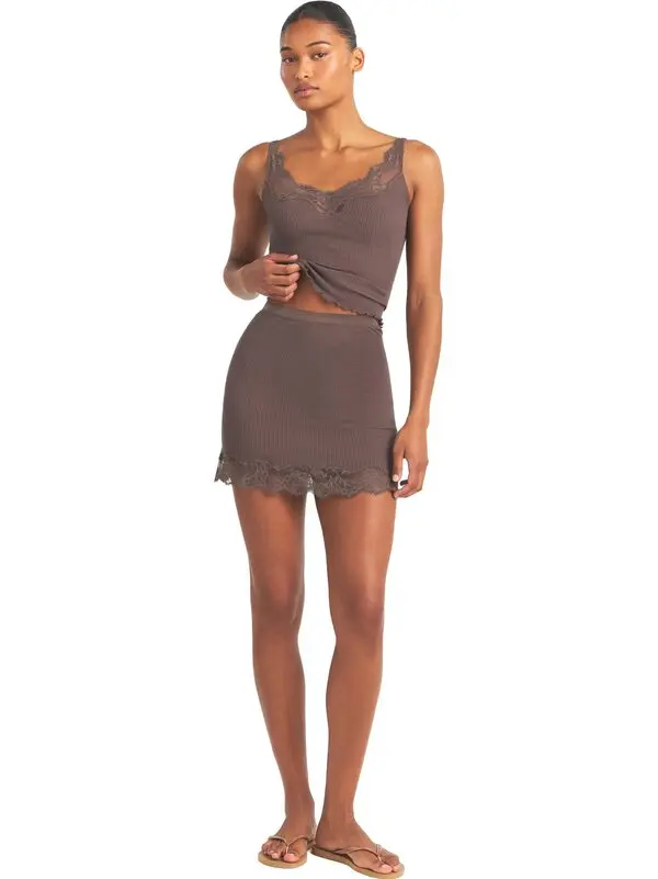 SKIMS Rib Knit Lace Mini Skirt - Amethyst