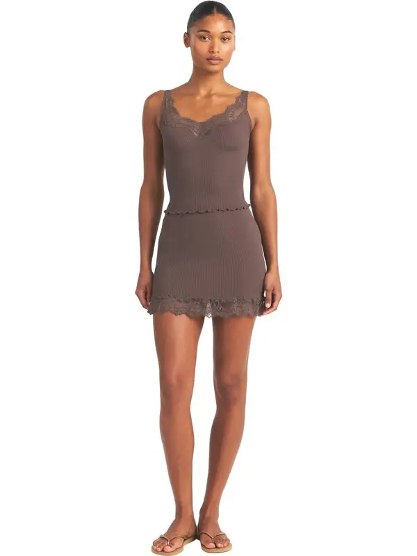SKIMS Rib Knit Lace Cami Top - Amethyst