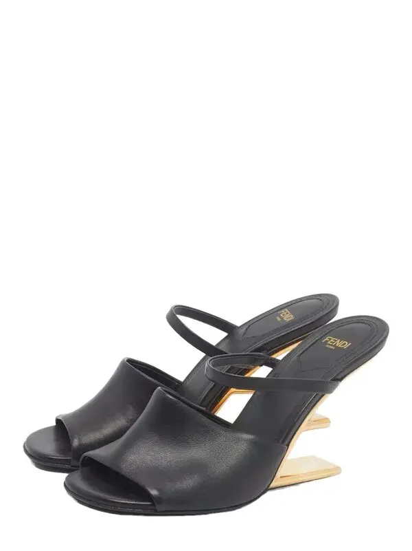 Fendi First Leather Heeled Sandals - Black