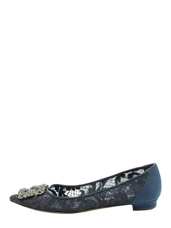 Manolo Blahnik Hangisi Lace Ballet Flats - Blue