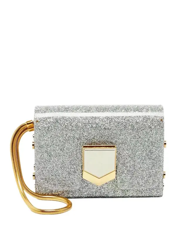 JIMMY CHOO Lockett Glitter Clutch Bag - Silver