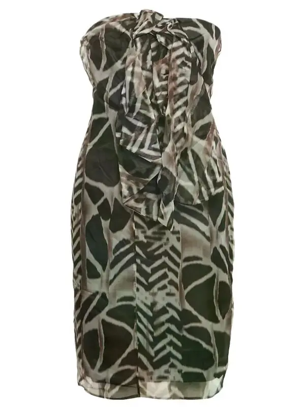 BOSS Abstract Print Strapless Mini Dress - Black