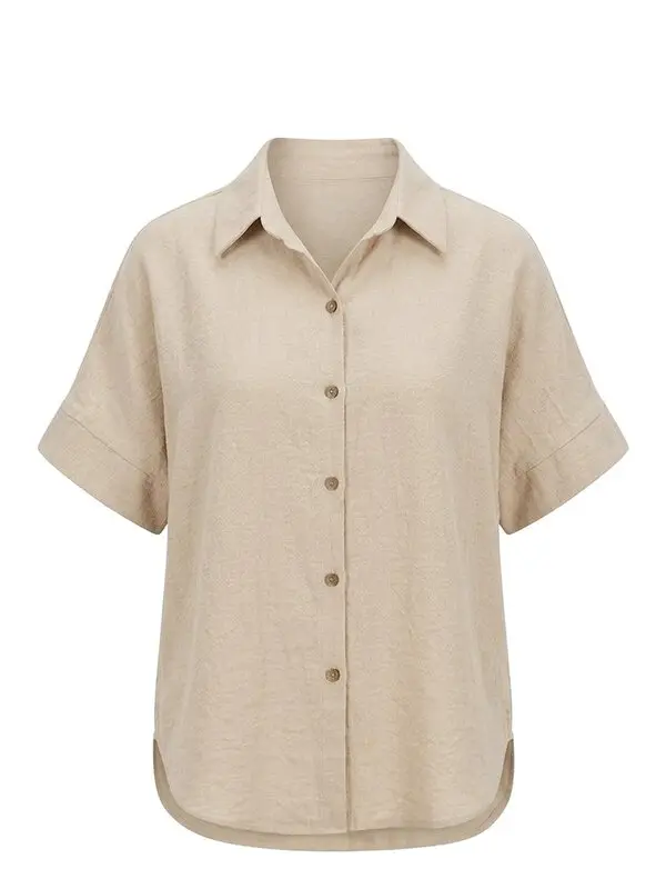 JAMES LAKELAND Relaxed Short Sleeve Blouse - Brown