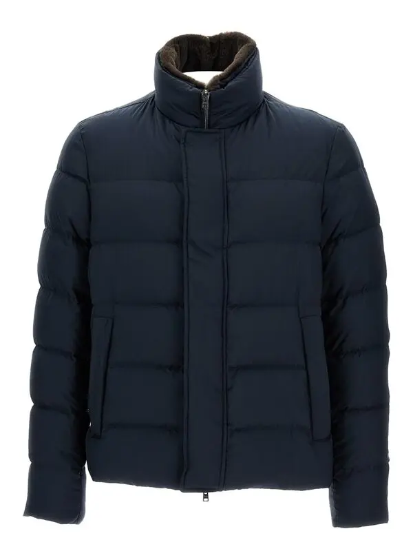 Herno Arendelle Bomber Jacket With Synthetic Fur Trim - Blue