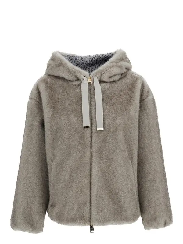 Herno Faux Fur Bomber Jacket - Grey
