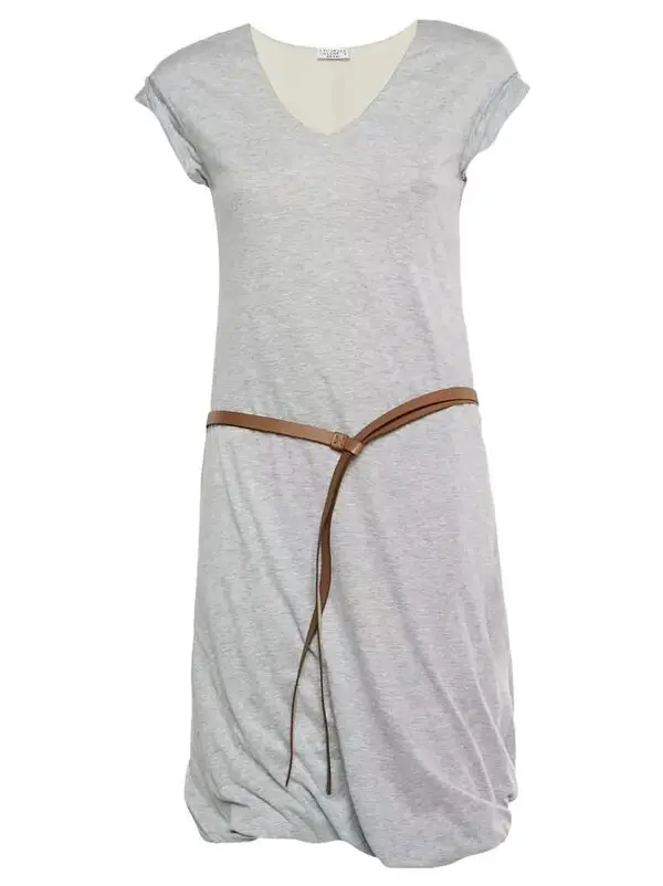 Brunello Cucinelli Belted Midi Dress - Grey