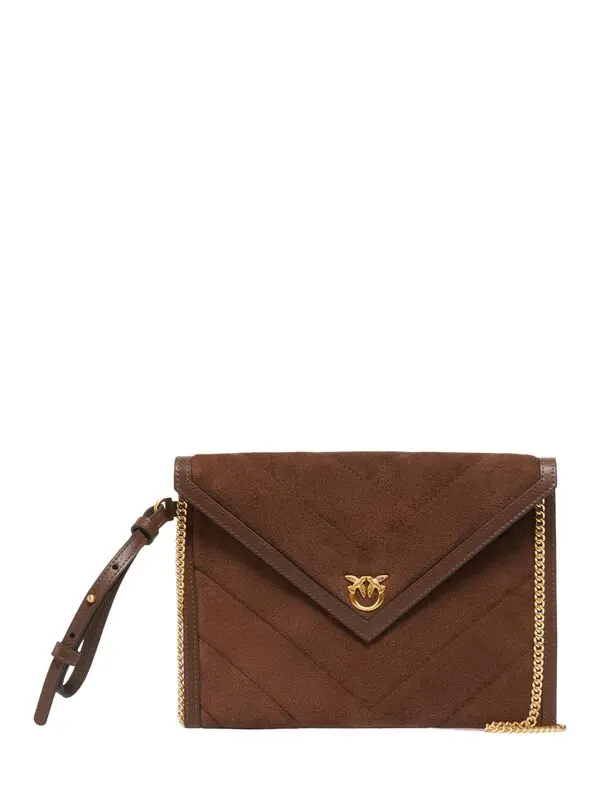 Pinko Magnetic Fastened Quilted Clutch Bag - Brown