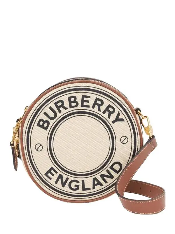 Burberry Round Logo Print Shoulder Bag - Nude
