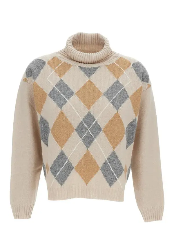 Lorena Antoniazzi Knitted Jumper With Argyle Pattern - Nude