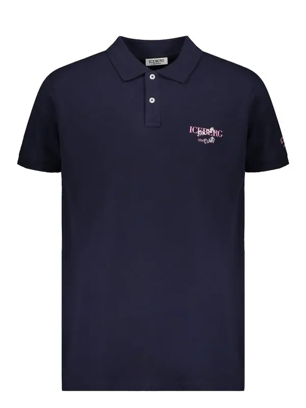 Iceberg Logo Piqué Polo Shirt - Black