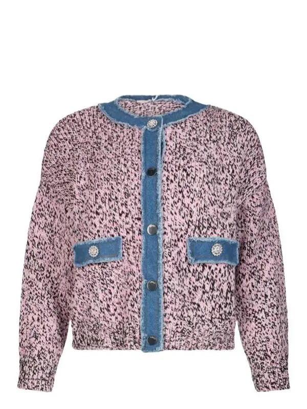 Liu Jo Cardigan With Jewel Buttons And Unfinished Hems - Pink