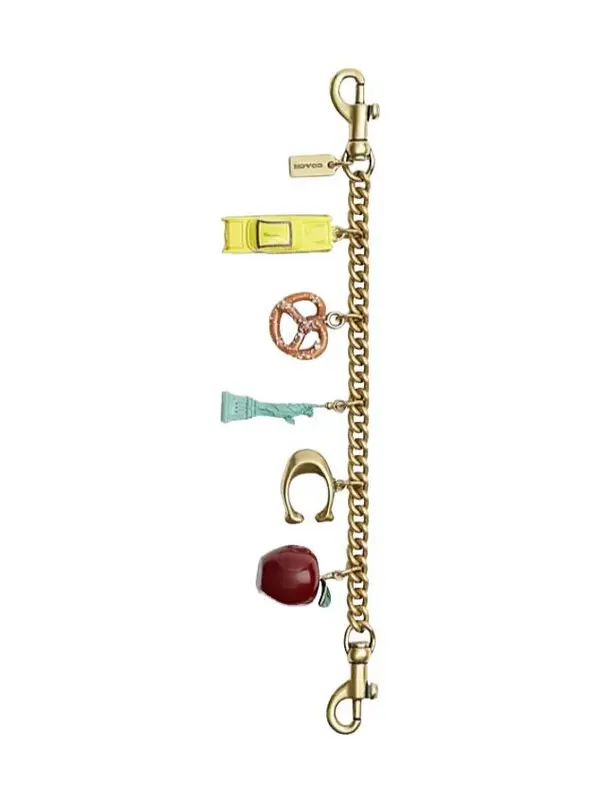 COACH Bag Charm With Chain And Pendant Details - Brown