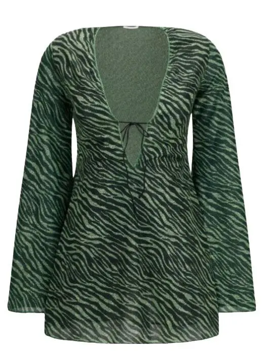 Oseree Lurex Thread Kaftan - Green