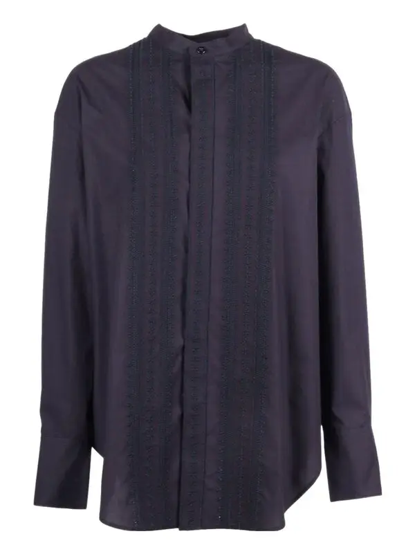 FORTE_FORTE Long Sleeve Embroidered Shirt - Black