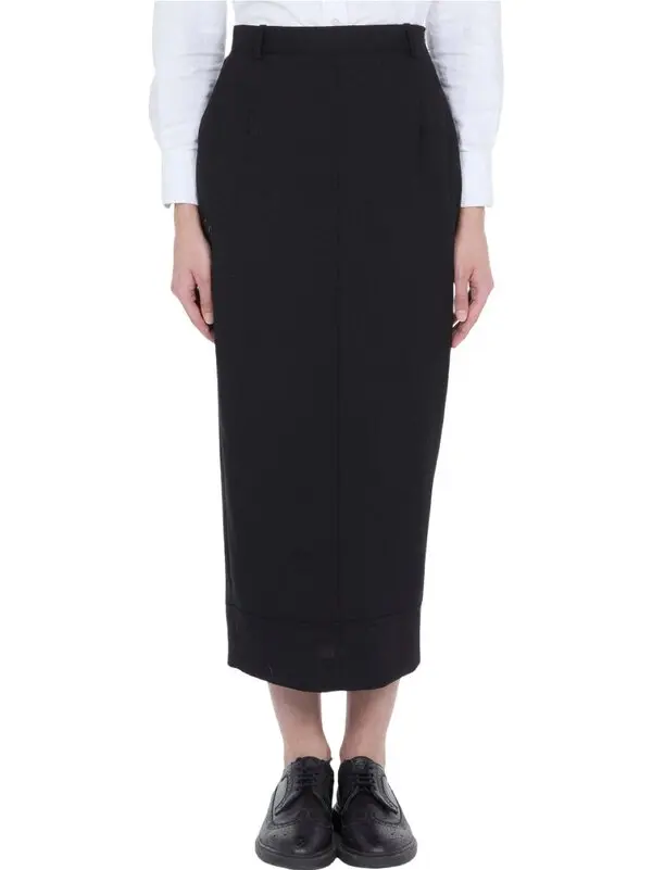 Thom Browne Hopsack Midi Pencil Skirt - Black