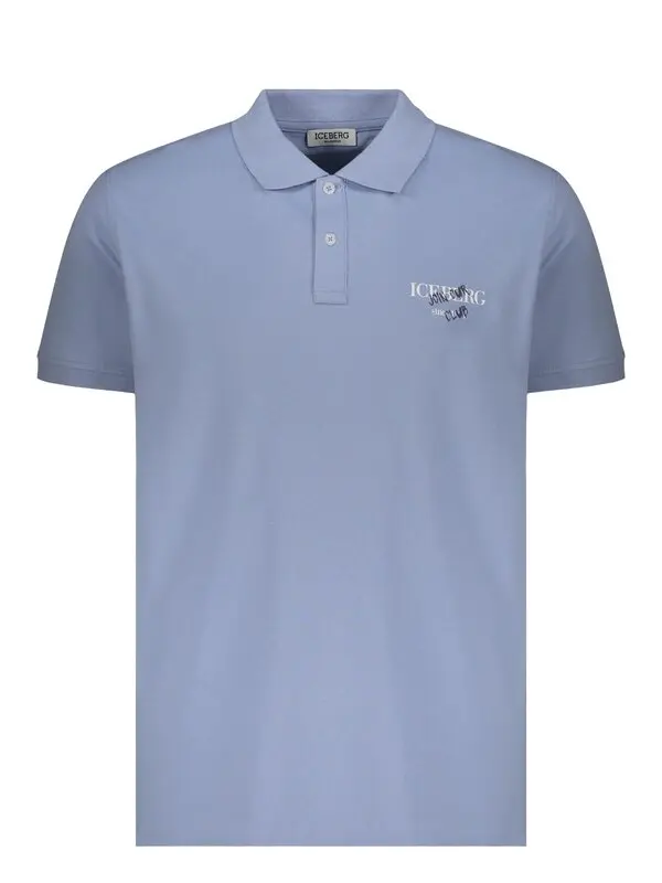 Iceberg Logo Piqué Polo Shirt - Blue