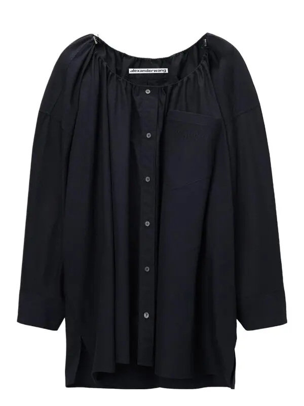 Alexander Wang Bungee Scoop Neck Mini Shirt Dress - Black