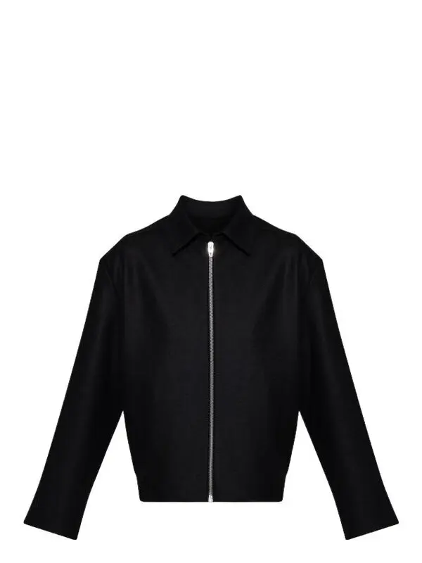 JIL SANDER Zip-front Cropped Jacket With Lapel Collar - Black