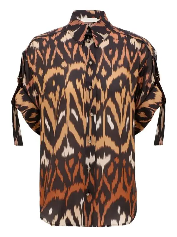 Zimmermann Printed Short Sleeve Shirt - Brown