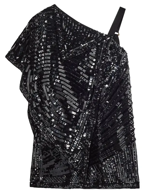 Emilio Pucci Asymmetrical Sequined Foulard Dress - Black