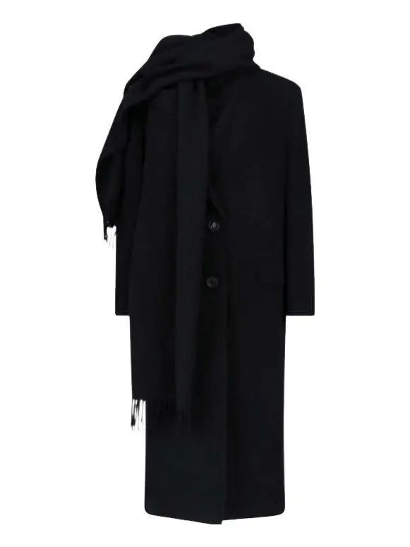 Attico Long-sleeved Coat - Black