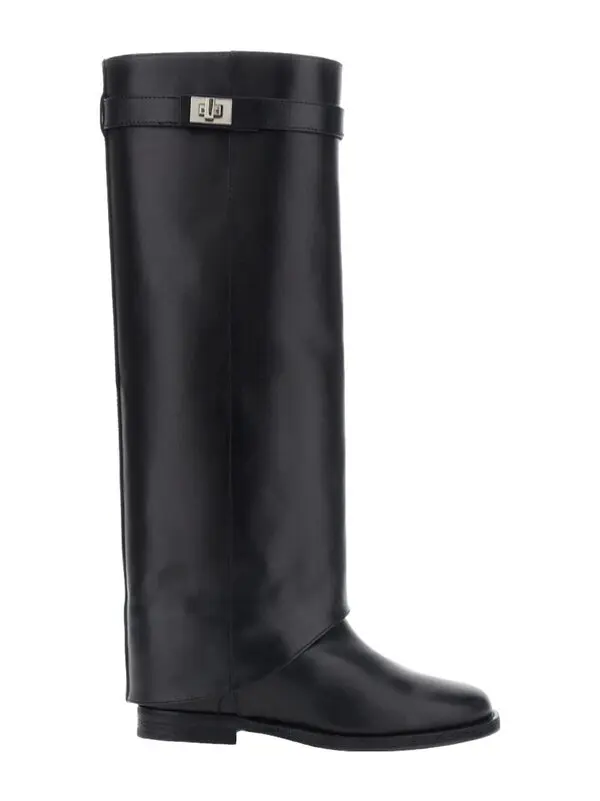 VIA ROMA 15 Round Toe Boots With Decorative Lock - Black