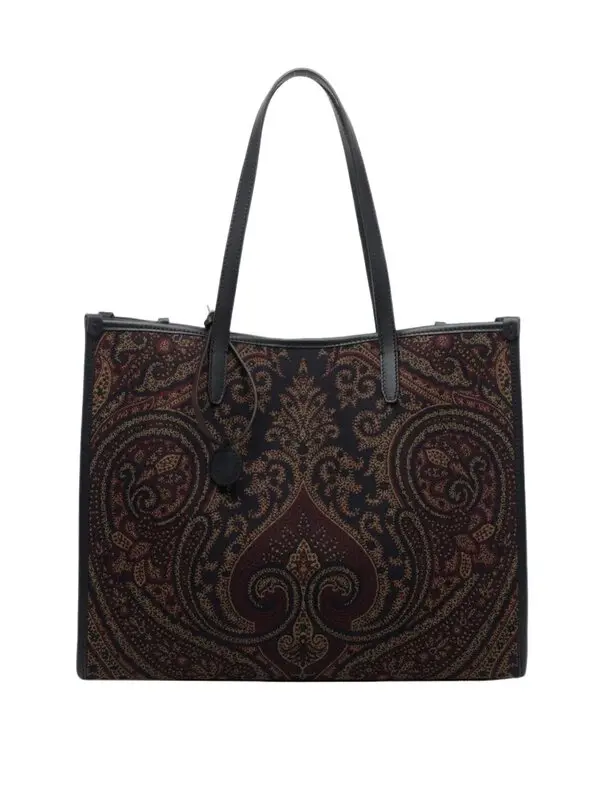 Etro Large Love Trotter Bag In Jacquard Fabric - Black