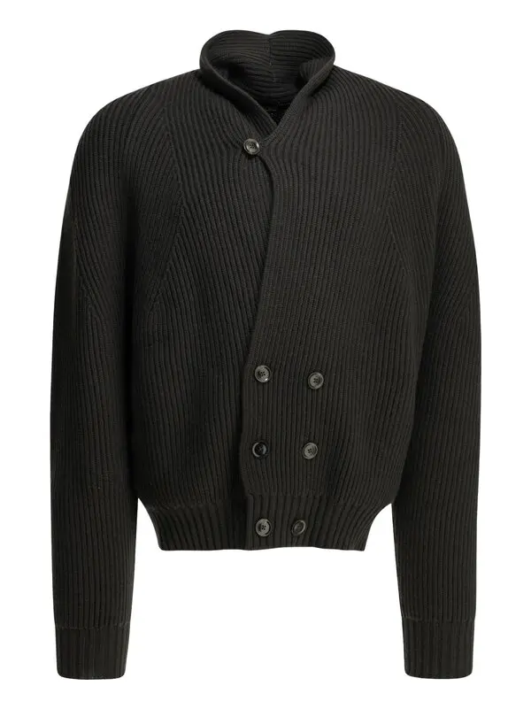 TOM FORD Ribbed Double-breasted Cardigan - Black