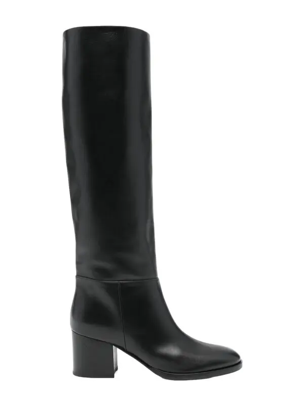 GIANVITO ROSSI Round Toe Chunky Heel Boots - Black