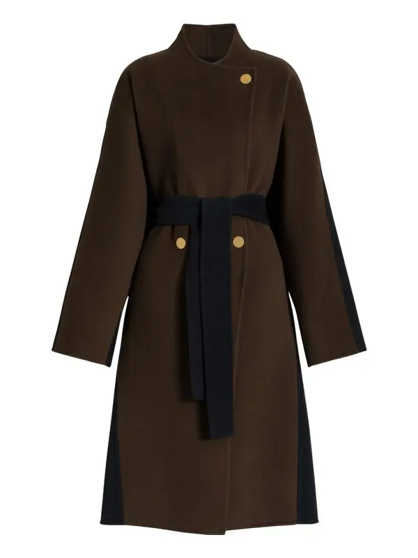 Alberta Ferretti Belted Color-blocked Coat - Black
