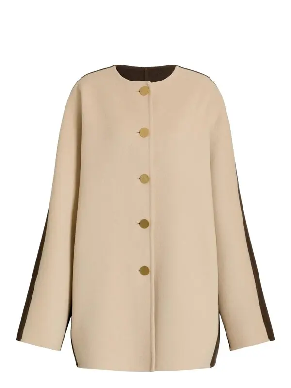 Alberta Ferretti Single-breasted Jacket With Round Neck And Button Closure - Nude