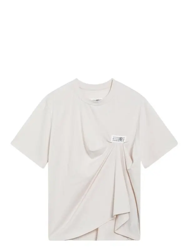 MAISON MARGIELA Numeric Logo Draped T-shirt - Ecru
