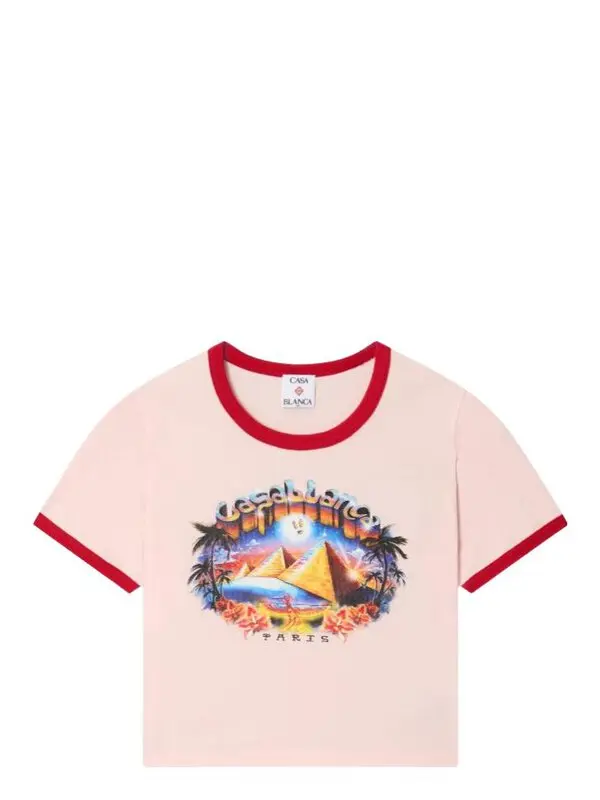 Casablanca Cropped Graphic T-shirt - Pink