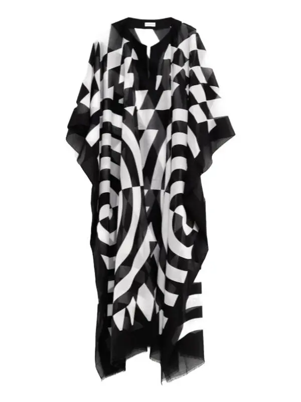 Dries Van Noten Printed Loose Kaftan Dress - Black